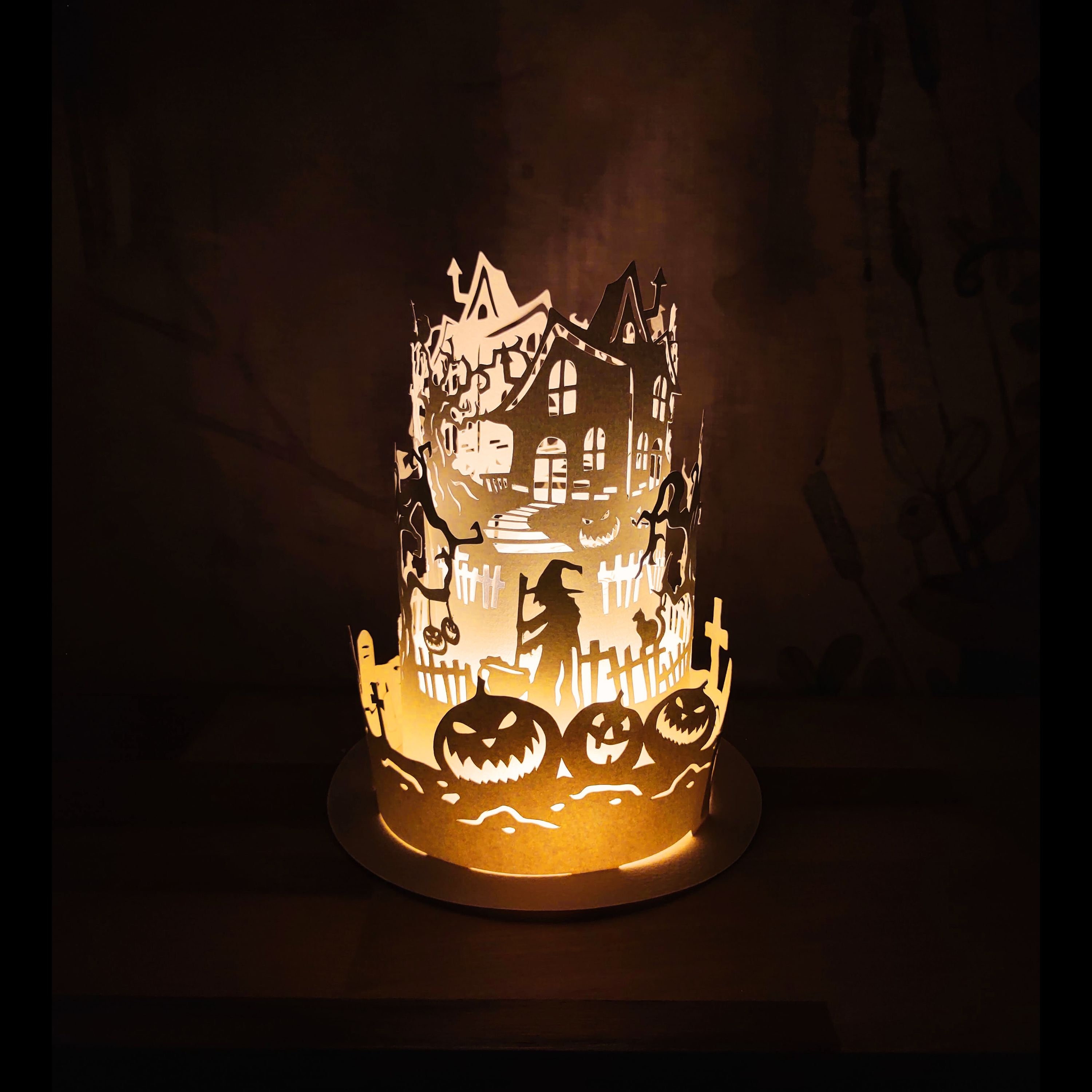Witch Paper Cut Lamp SVG File- Halloween Paper Lanterns- Paper Cutting ...