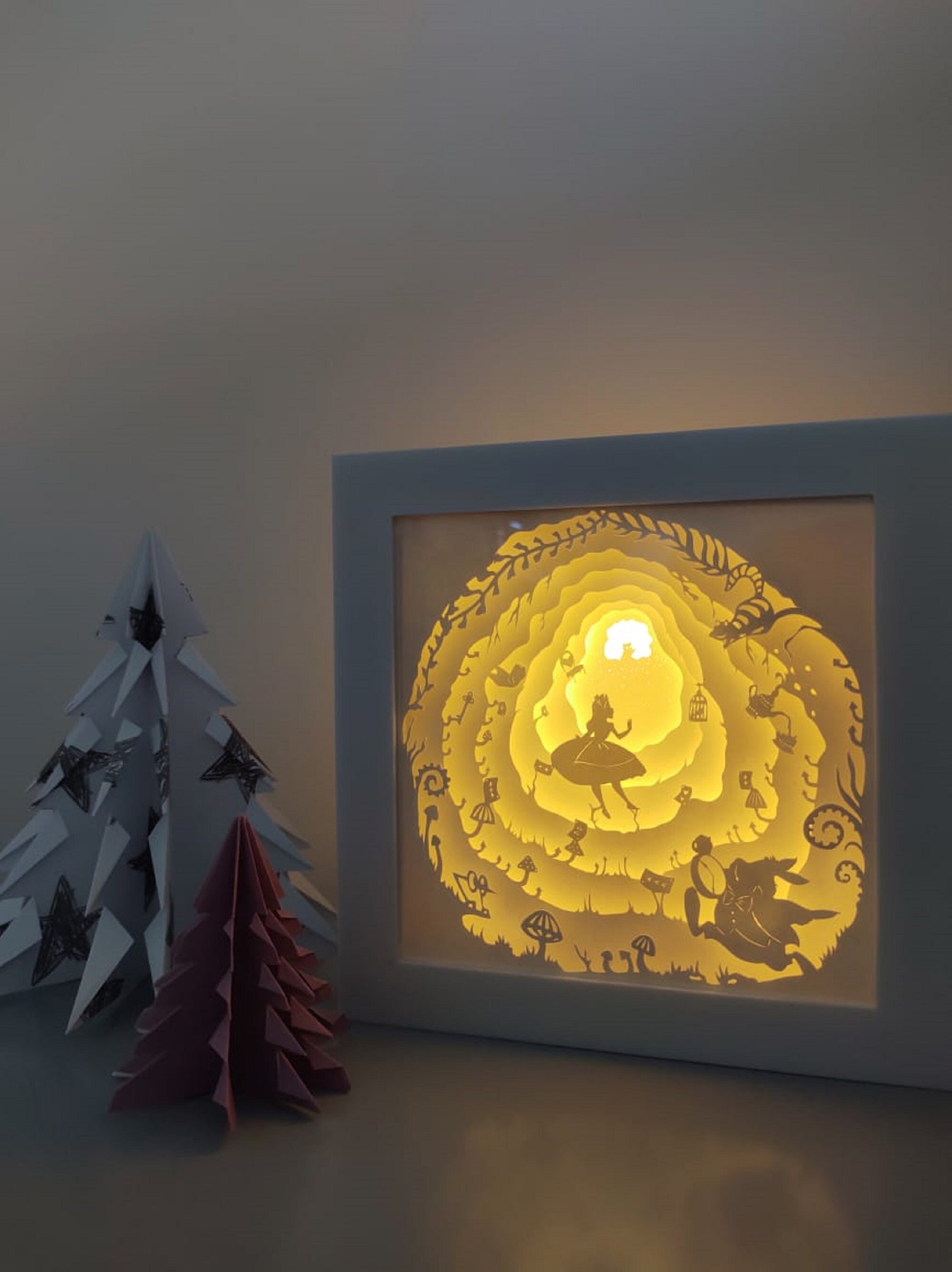 3D Papercut lightbox template svg Digital Alice in the | Etsy