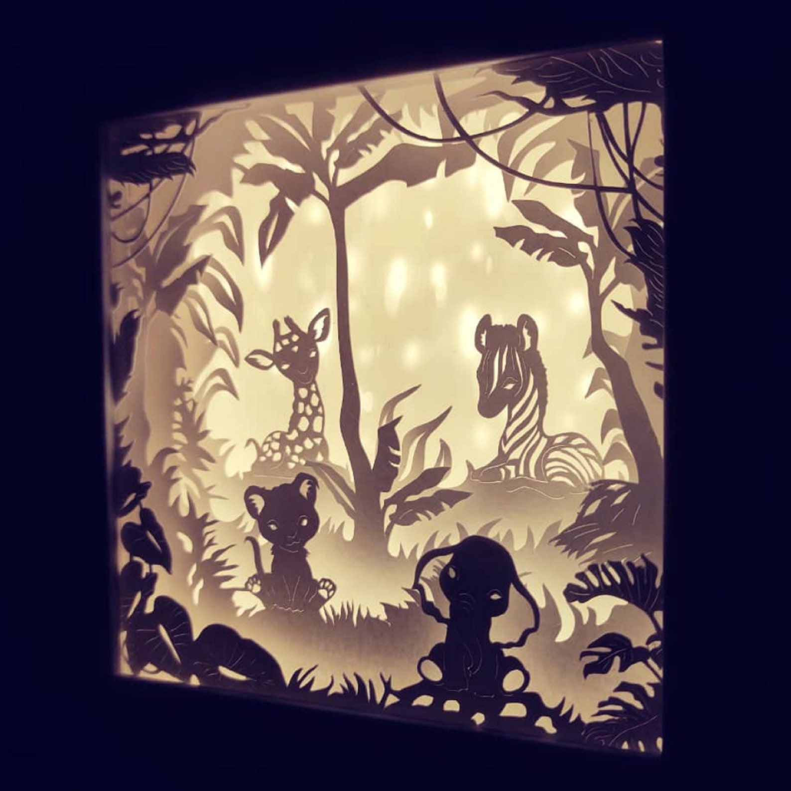 Jungle Animals Lightbox SVG, Paper Cut Template Ai, Tell Us Baby Shadow ...