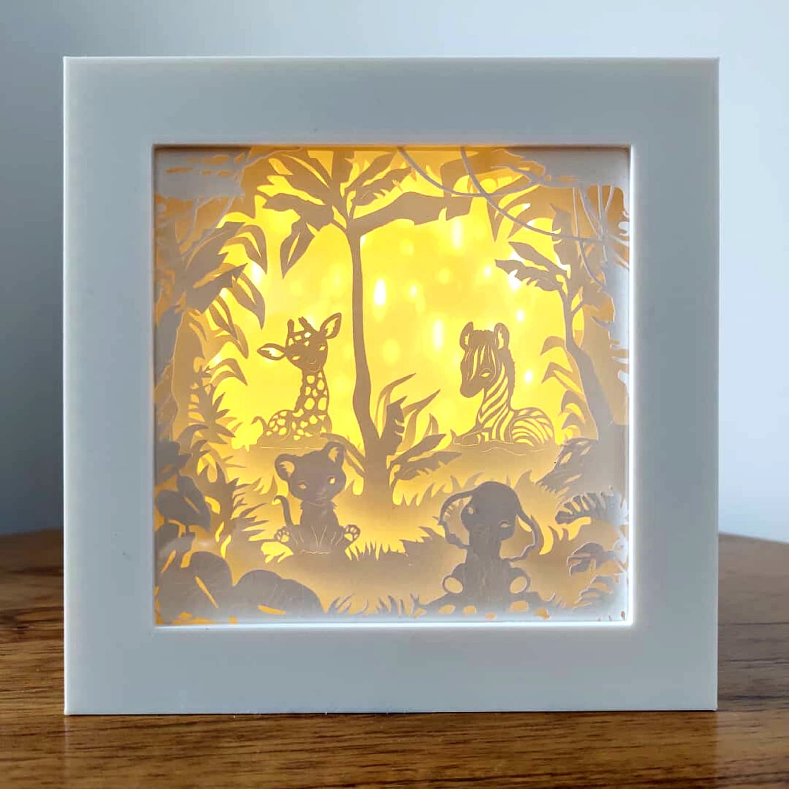 Jungle Animals Lightbox SVG, Paper Cut Template Ai, Tell Us Baby Shadow ...