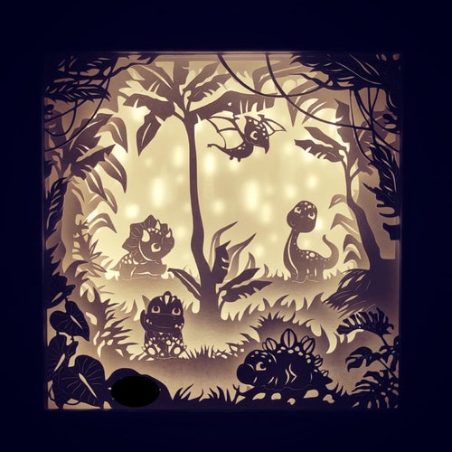 Forest Animals Lightbox SVG Paper Cut Template Ai Dinos Baby - Etsy