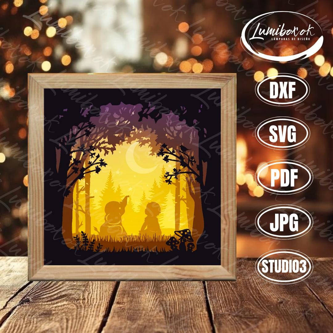 Elephant Baby Lightbox SVG, Paper Cut Template Ai, Baby Animals Shadow ...