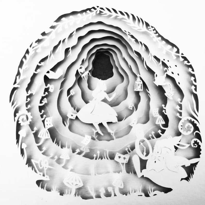 3D Papercut Lightbox Template Svg Digital Alice in the | Etsy