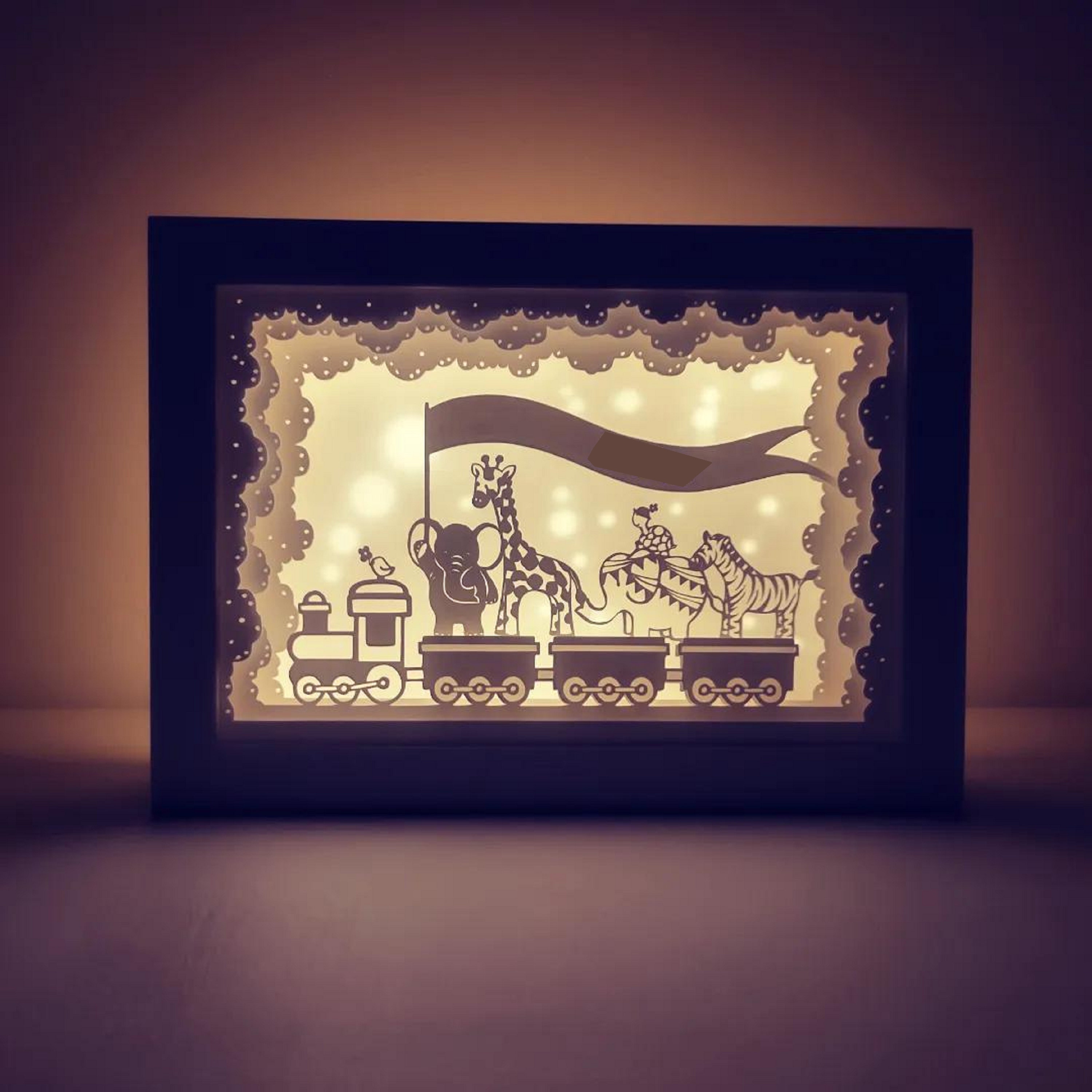 Train Animals 3D Papercut Lightbox Template Svg Digital - Etsy