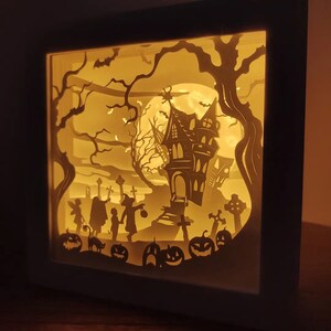 Halloween 3D Papercut Lightbox Template Svg Digital, 3D Paper Carving ...