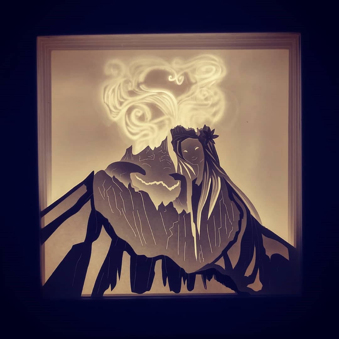 Volcano 3D Papercut Lightbox Template Svg Digital, Lightbox Template ...