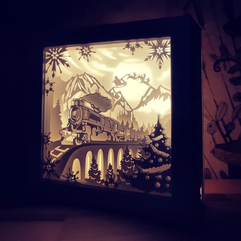 MOUNTAIN RAILWAYS Light Box, Vintage Train Svg Shadow Box, 3D Train Svg ...