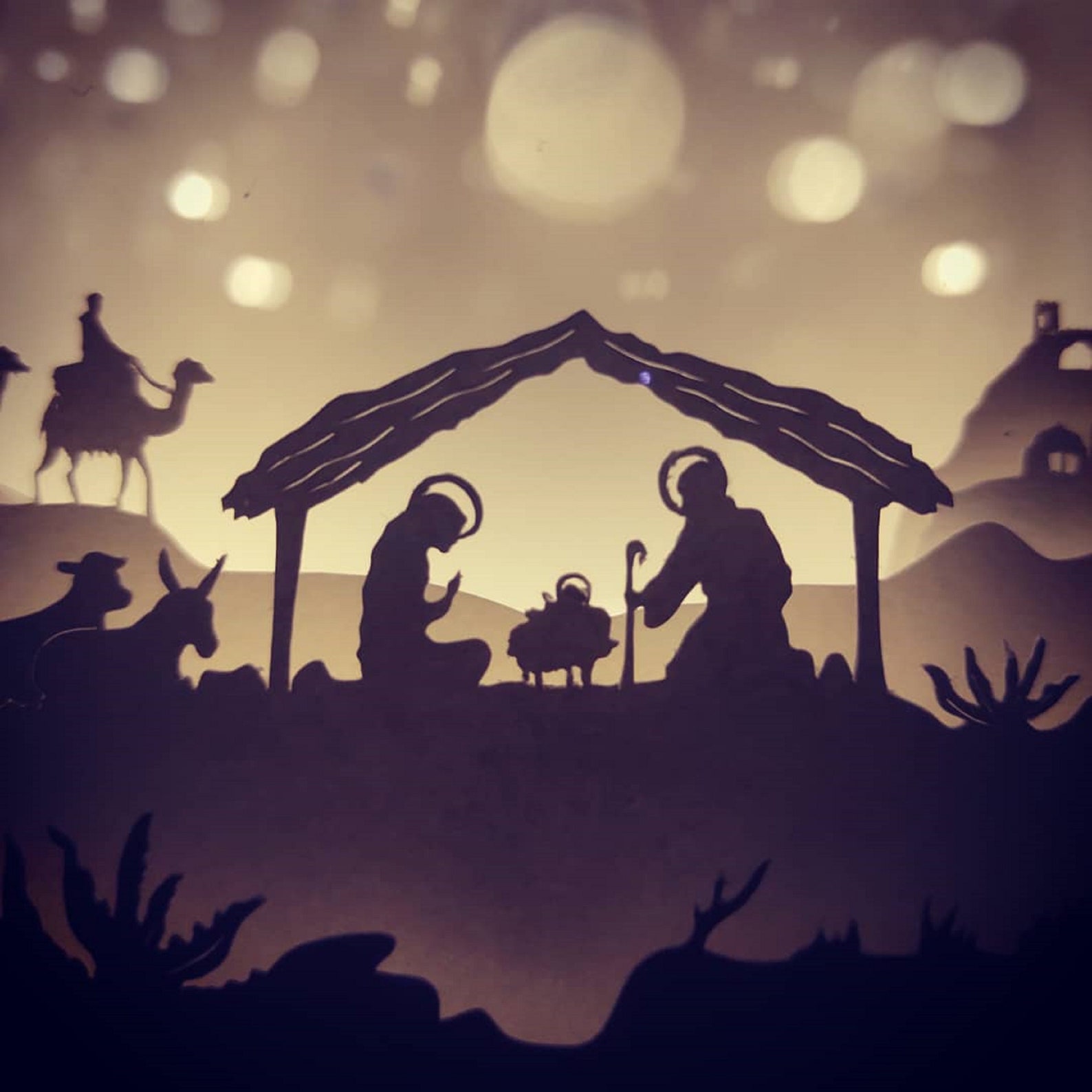 Pesebre Lightbox SVG, Paper Cut Template Ai, navidad Shadow Box Svg ...