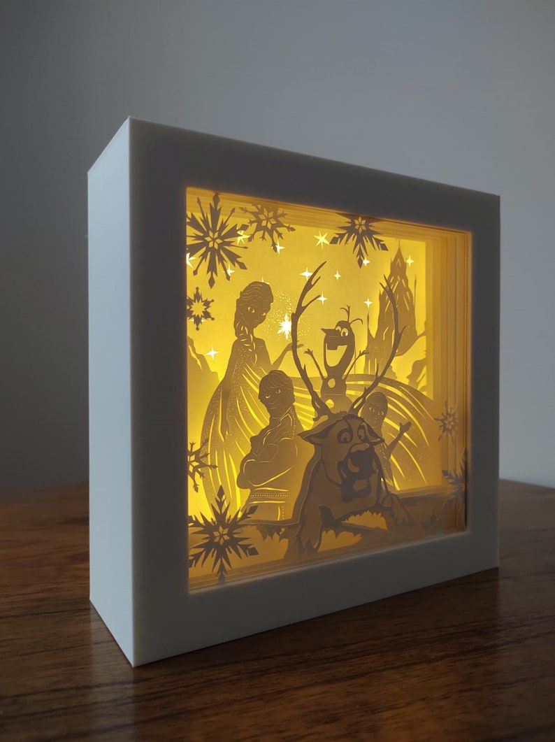 Frozen Lightbox SVG, Paper Cut Template Ai, Frozen Shadow Box Svg ...