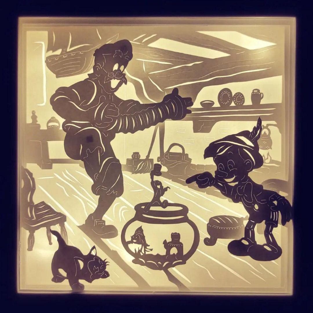PINOCCHIO -2 3D Papercut Lightbox Template Svg Digital Pinocchio, 3D ...