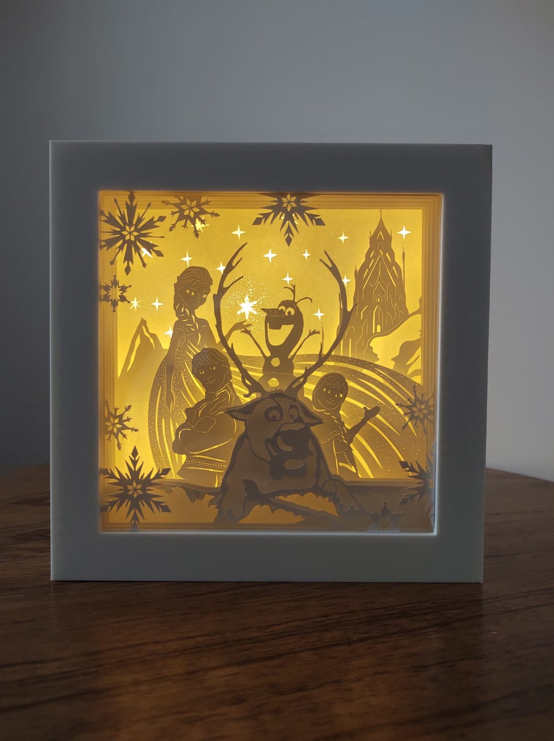 Frozen Lightbox SVG, Paper Cut Template Ai, Frozen Shadow Box Svg ...