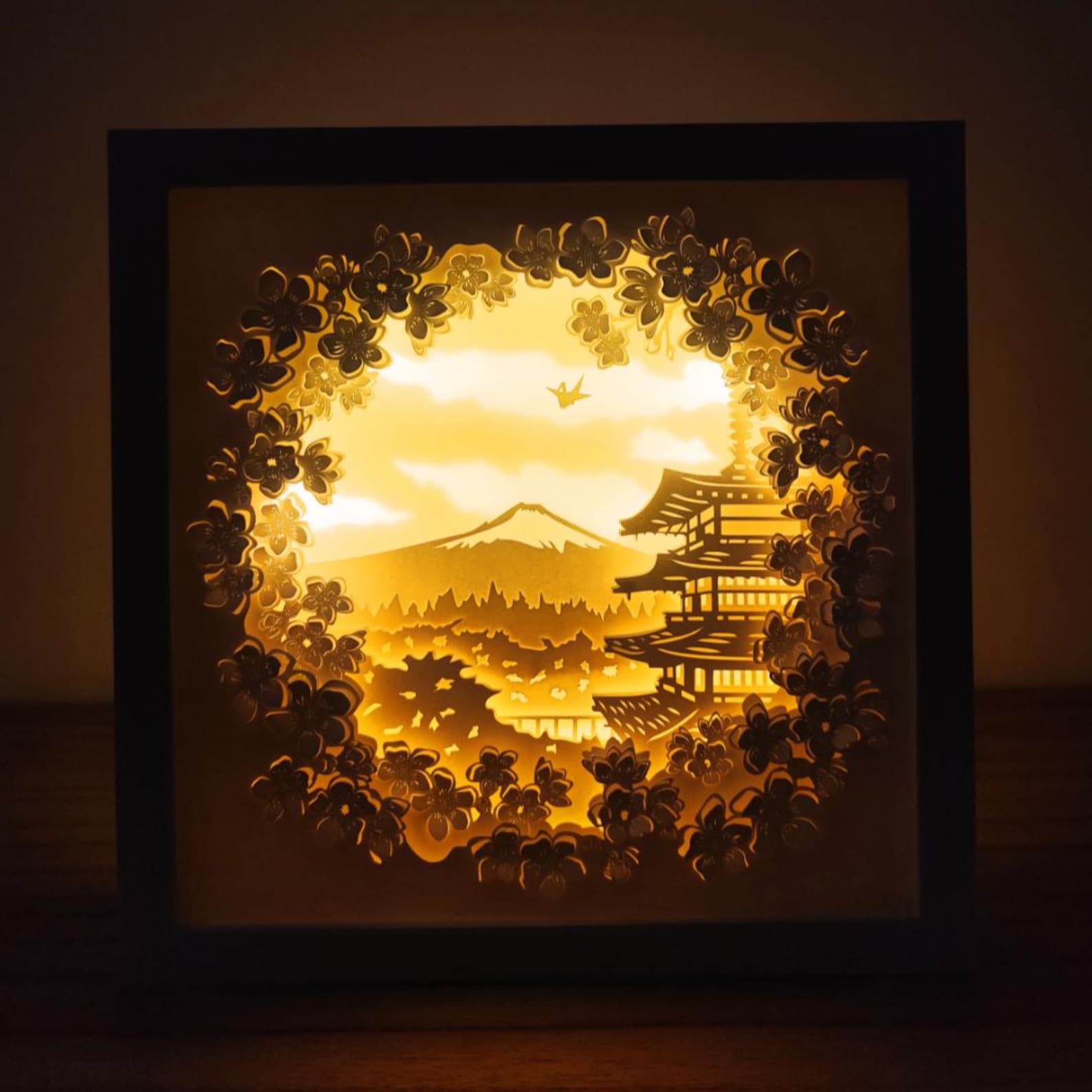 Japanese Landscape Paper Cut Light Box Template, Shadow Box, SVG File ...