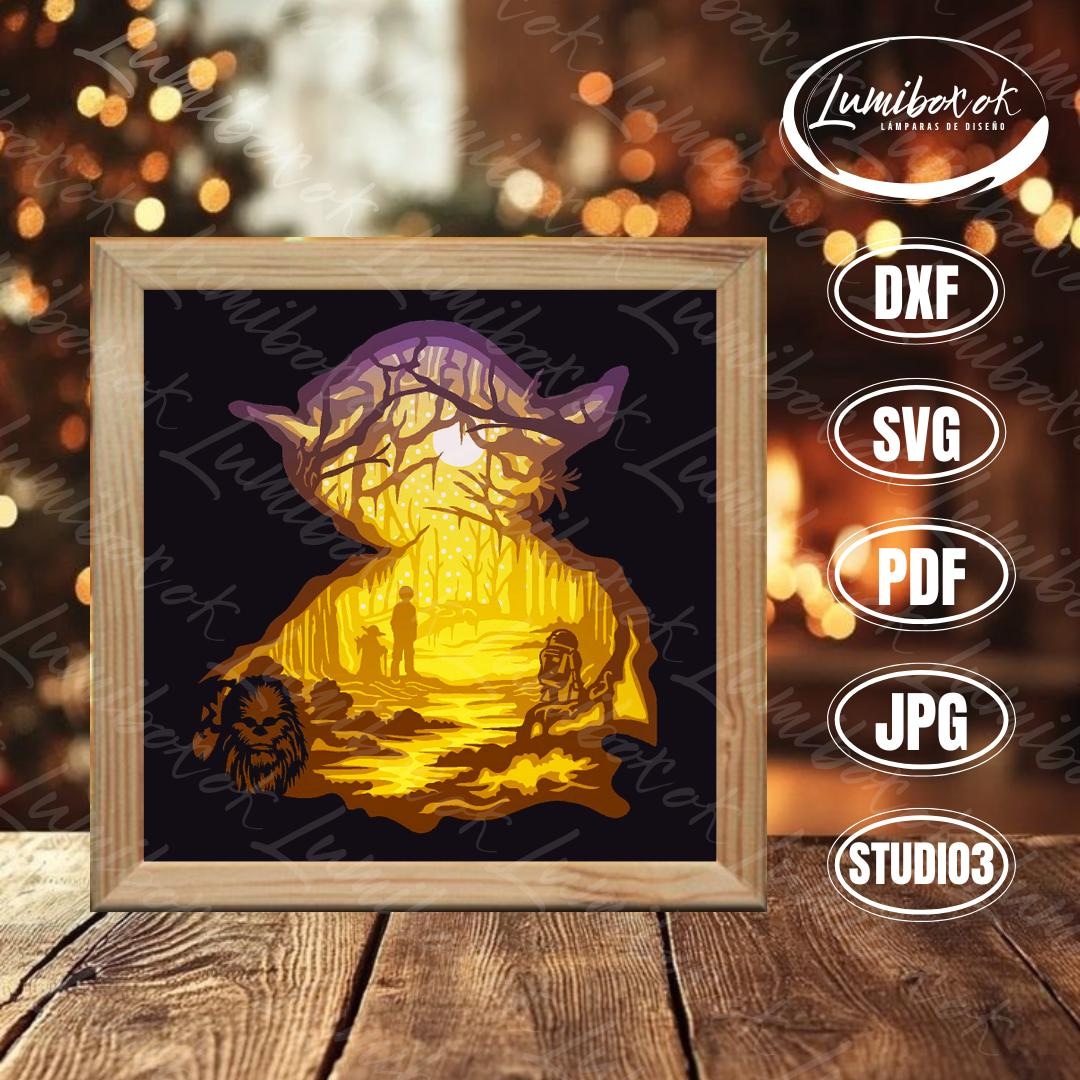 Yoda 3D Papercut Lightbox Plantilla Svg Digital, Plantilla Caja De Luz ...