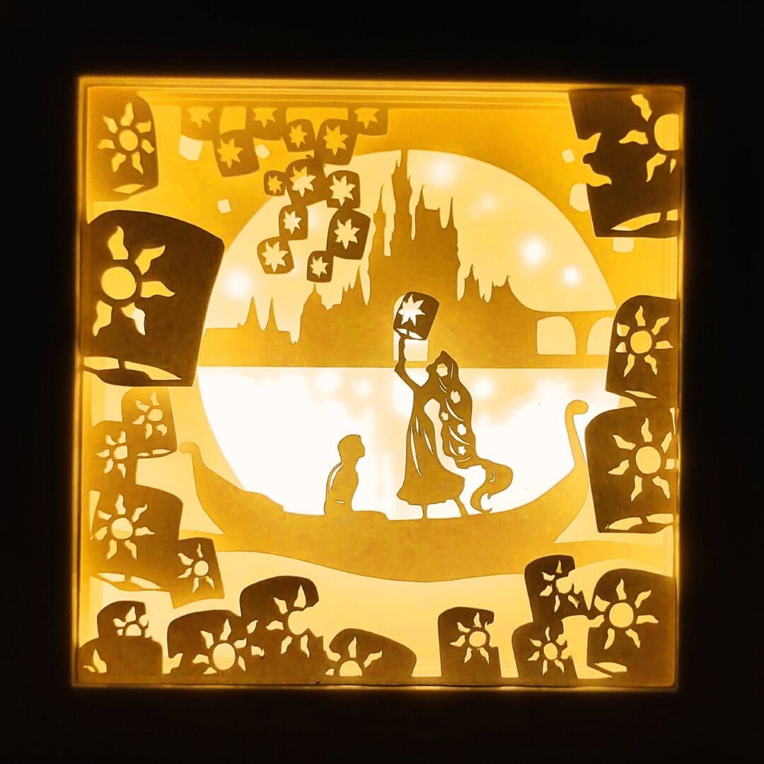 Rapunzel Shadow Box SVG for Cricut DIY Projects, Mouse Couple Box ...