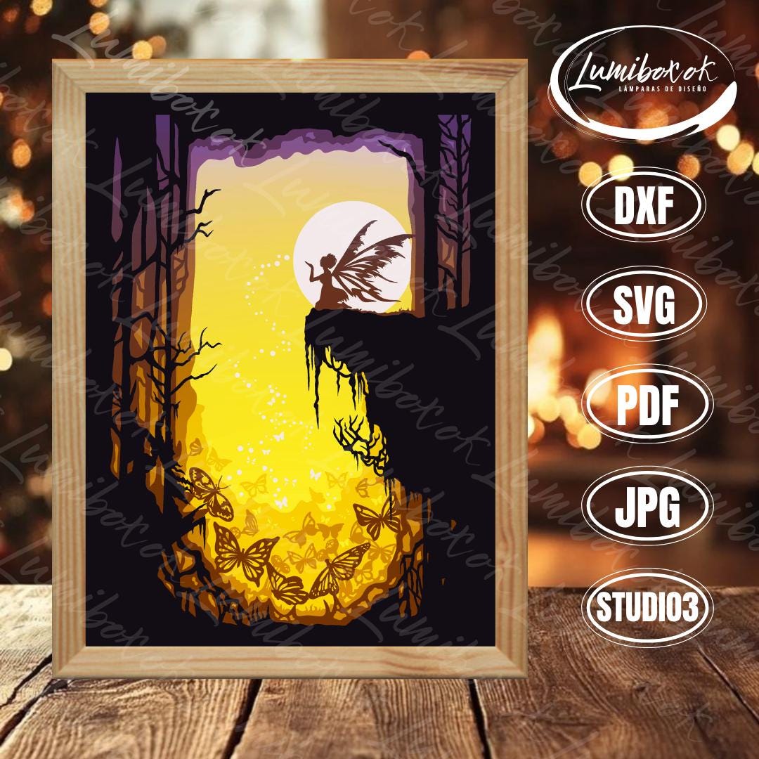 Butterfly Fairy Fantasy Light Box, Shadow Box Template - 3D Papercut ...