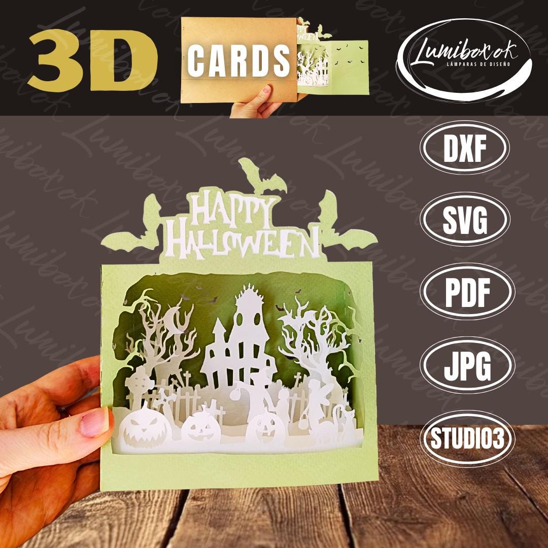 Halloween 3D Pop-up Card, Haunted House. Handmade Greeting Card. Unique ...