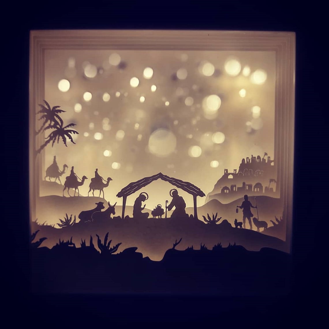Nativity Scene Lightbox SVG Paper Cut Template Ai Christmas | Etsy