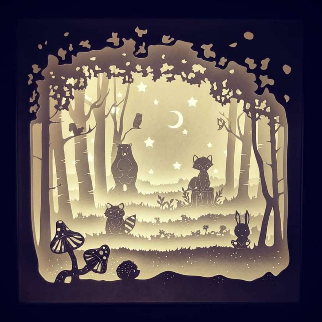 Forest Animals Lightbox SVG, Paper Cut Template Ai, Dinos Baby Shadow ...