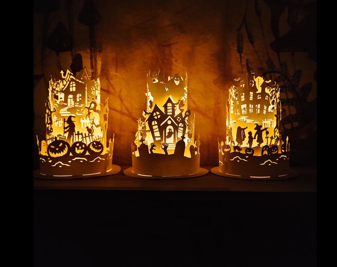 Witch Paper Cut Lamp SVG File- Halloween Paper Lanterns- Paper Cutting ...