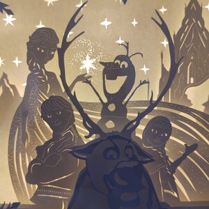 Frozen Lightbox SVG, Paper Cut Template Ai, Frozen Shadow Box Svg ...