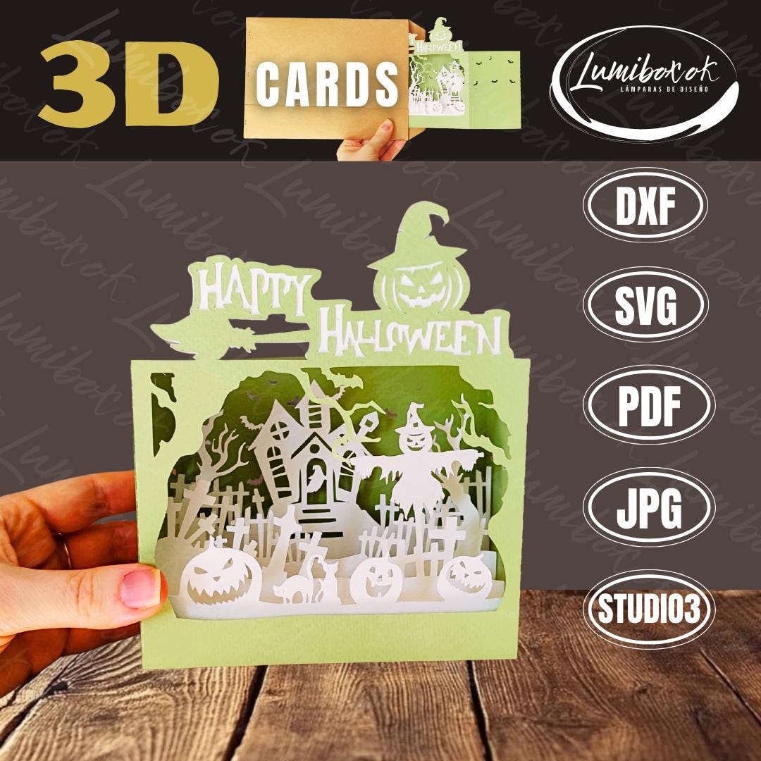 Halloween 3D Pop-up Card 2, Haunted House. Handmade Greeting Card ...