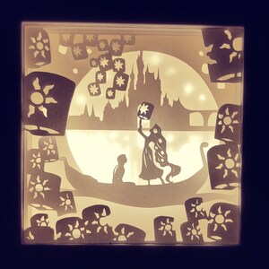 Rapunzel Shadow Box SVG para proyectos Cricut DIY, Mouse Couple Box ...