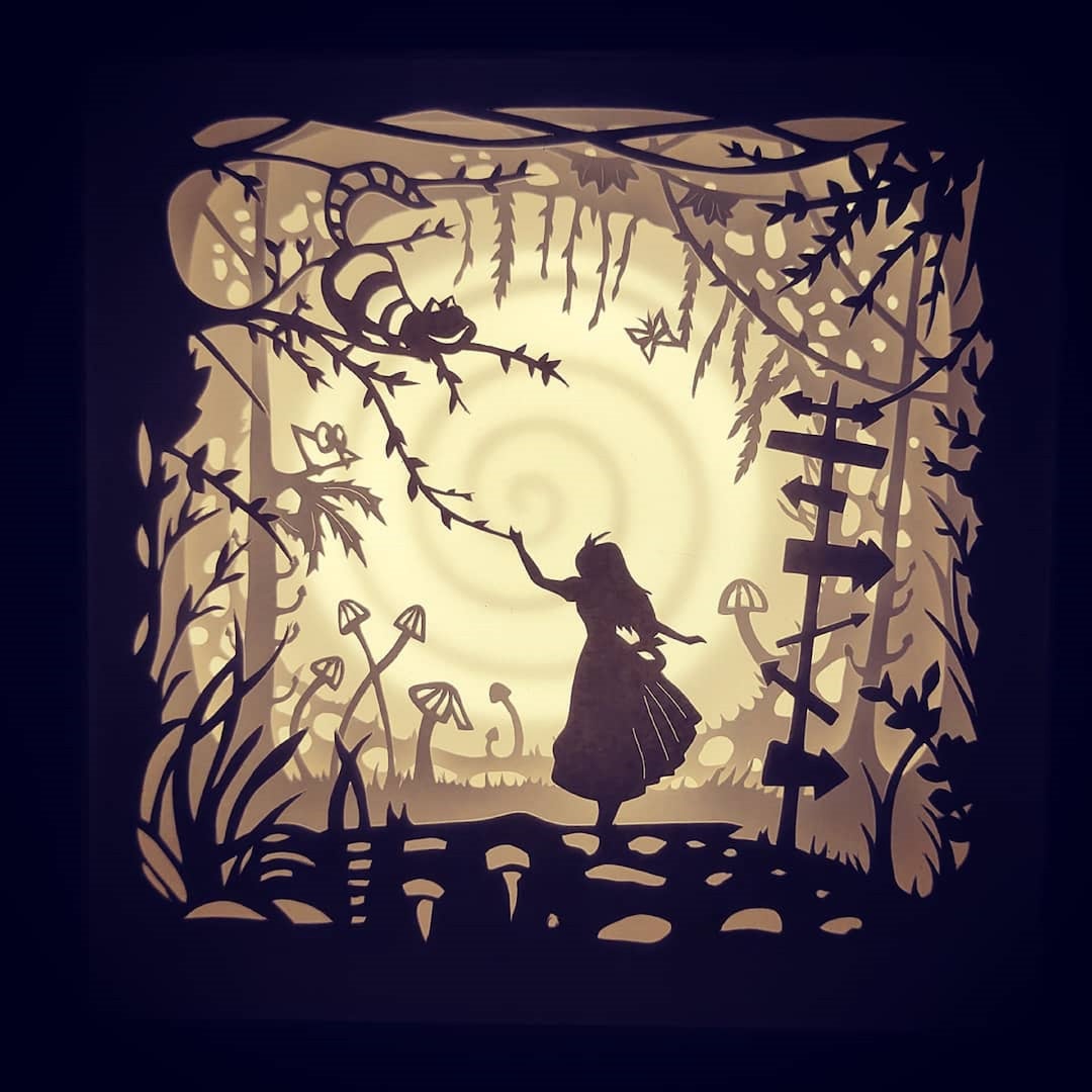 3D Papercut Lightbox Template Svg Digital Alice in the Wonderland, 3D ...