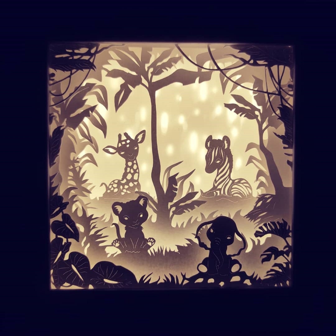 Jungle Animals Lightbox SVG, Paper Cut Template Ai, Tell Us Baby Shadow ...