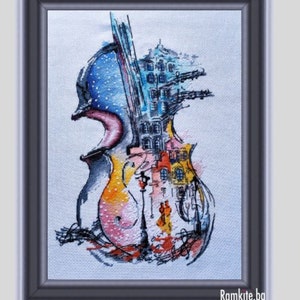 Cross Stitch Musical Instrument Wall Embroidery A Romantic Gift for ...