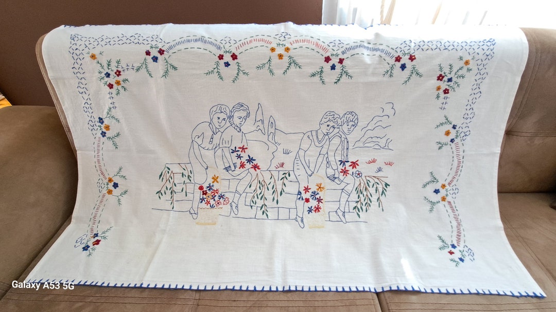 Art Wall Decor Vintage Completed Tapestry 1960s, Cotton Carpet ...