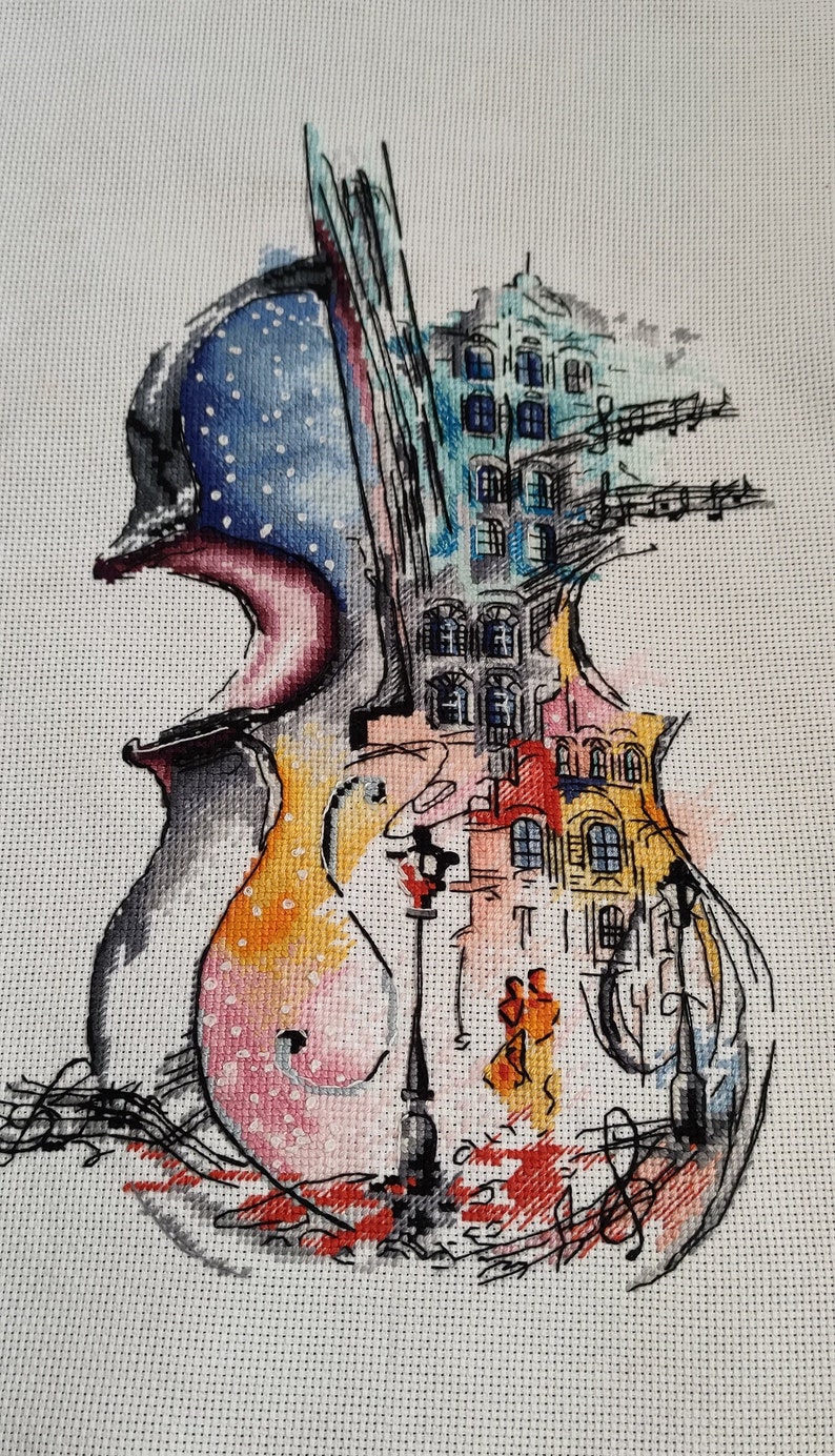 Cross Stitch Musical Instrument Wall Embroidery A Romantic Gift for ...