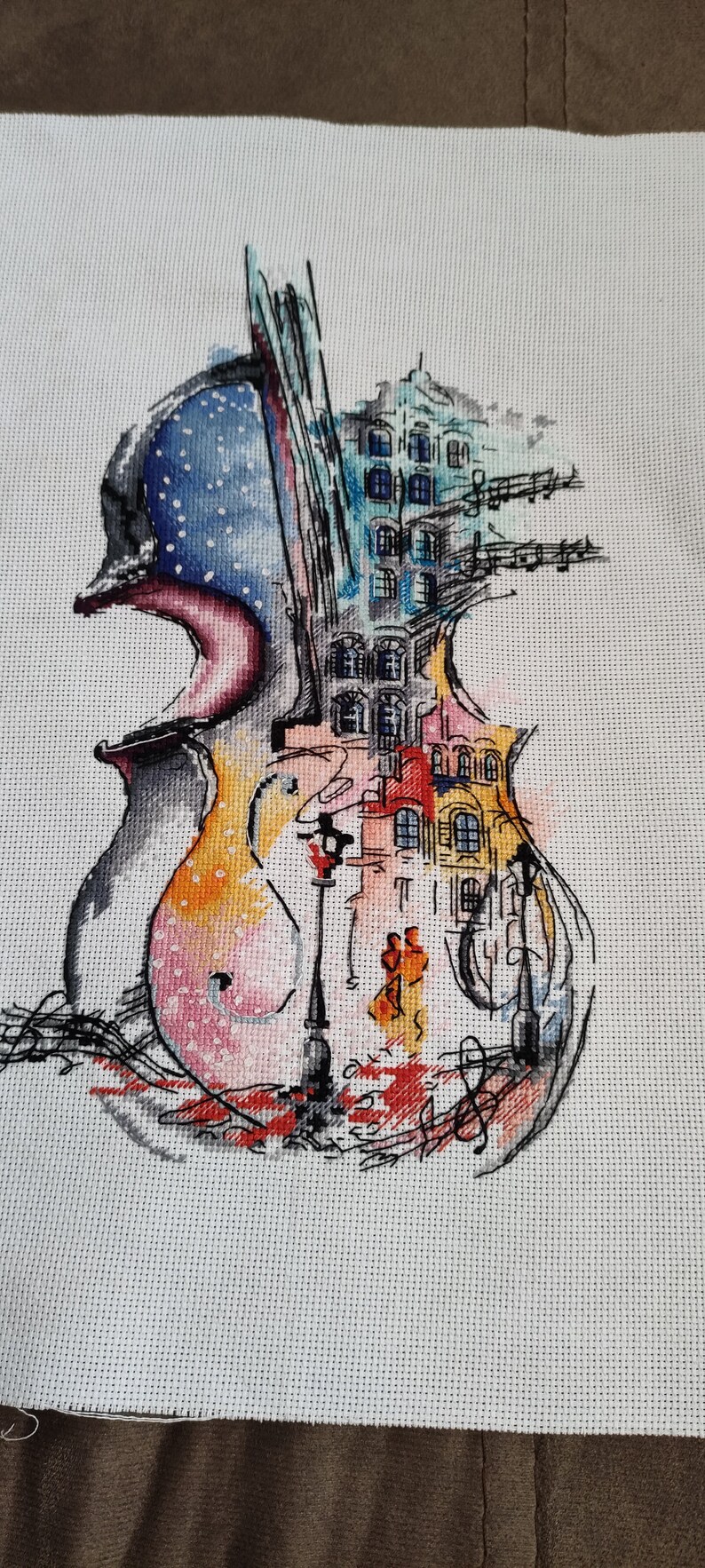 Cross Stitch Musical Instrument Wall Embroidery A Romantic Gift for ...