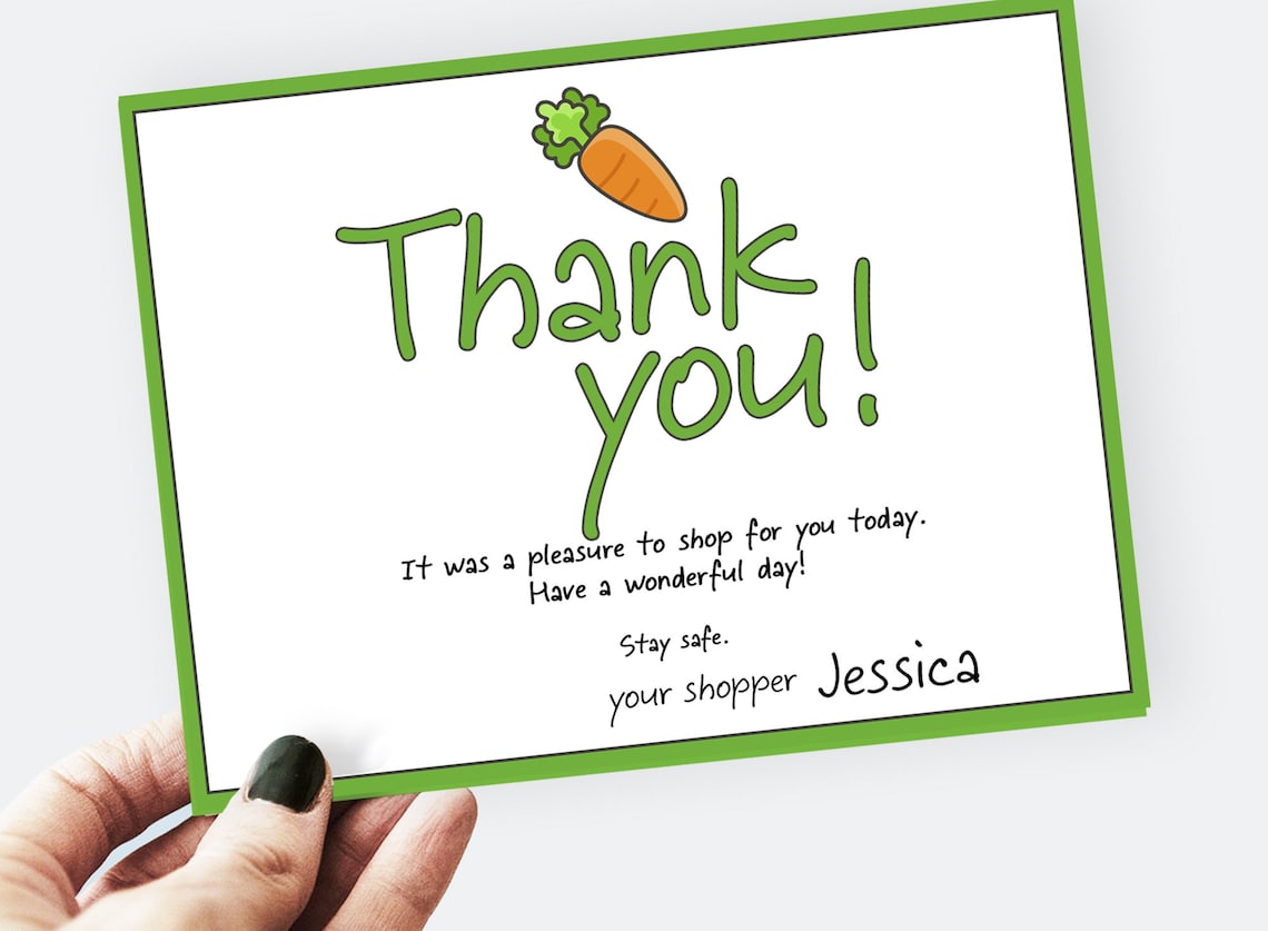 Food Delivery Thank You Note, Shipt Printable Personalized Card, Rating ...