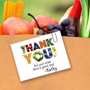 Food Delivery Thank You Card, Printable Personalized Note, Rating - Etsy