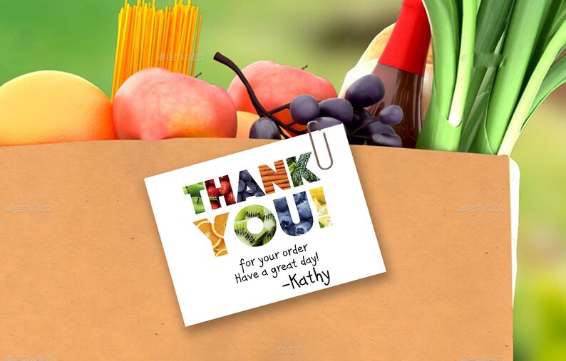Food Delivery Thank You Card, Printable Personalized Note, Rating - Etsy