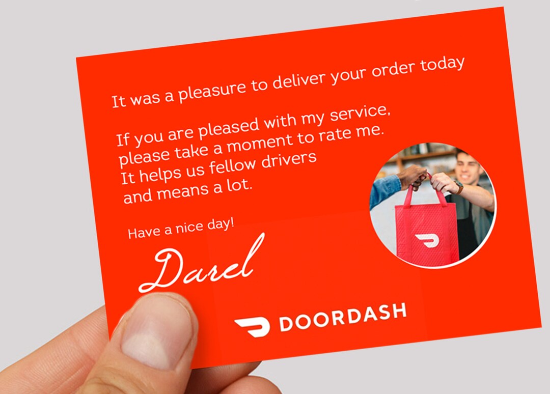 Doordash Delivery Driver Thank You Card Personalized Food Delivery Gig ...