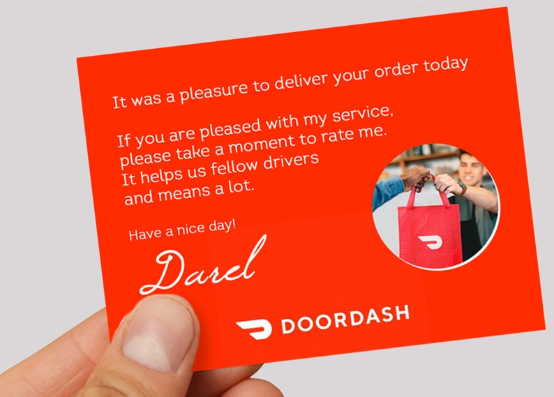 Doordash Delivery Driver Thank You Card Personalized Food - Etsy