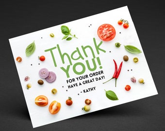 Food delivery thank you card printable personalized note | Etsy
