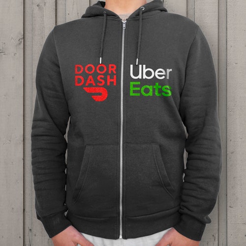 Doordash Ubereats Themed Full Zip Hooded Sweatshirt - Etsy