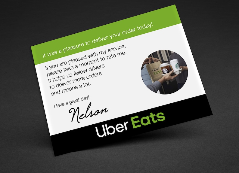 Uber Eats Delivery Driver Thank You Card Personalized - Etsy