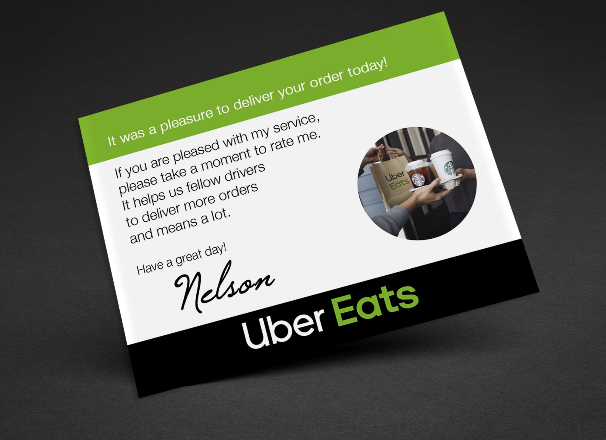 Uber Eats Delivery Driver Thank You Card Personalized - Etsy
