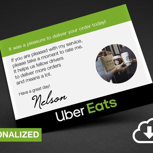 Uber Eats Delivery Driver Thank You Card Personalized - Etsy