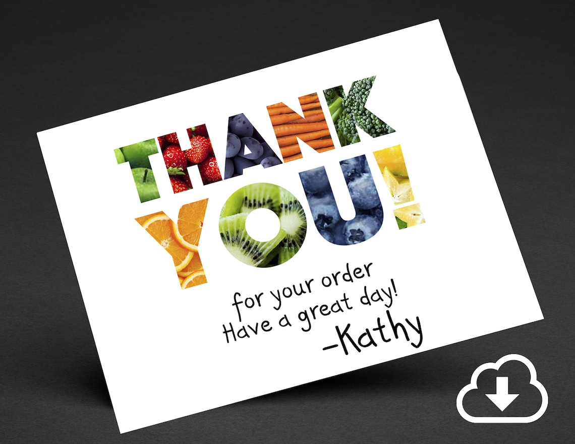 Food delivery thank you card printable personalized note | Etsy