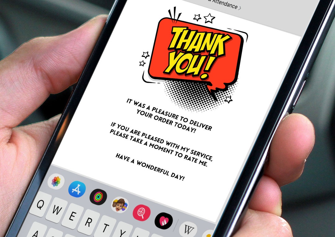 Food Delivery Thank You Note, for Good Rating, Food Delivery Thank You ...