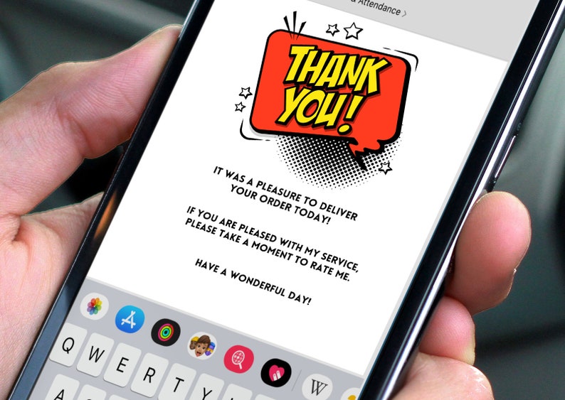 Food Delivery Thank You Note for Good Rating Food Delivery | Etsy