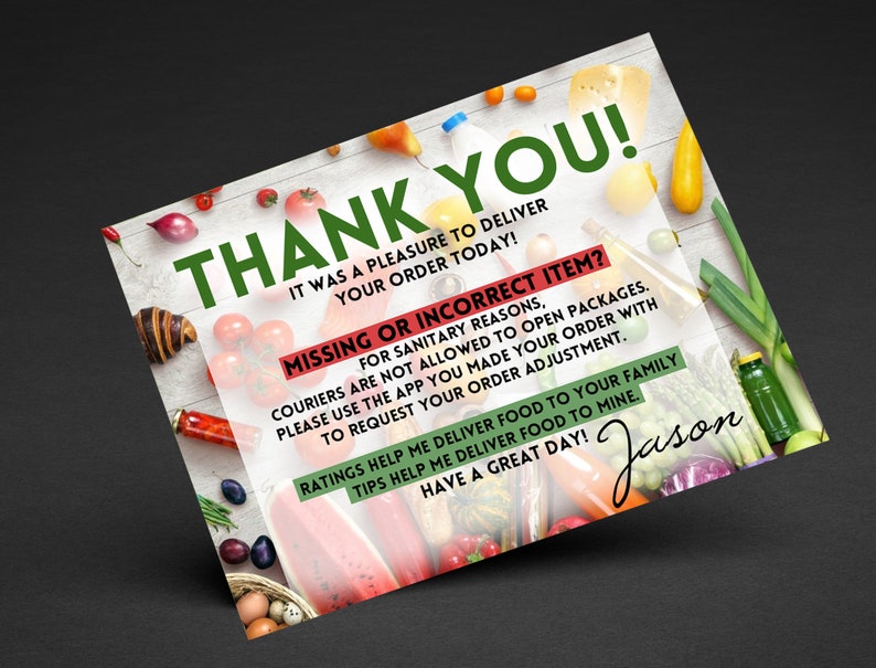 Personalized Delivery Driver Thank You Note, Doordash, Postmates, Shipt ...
