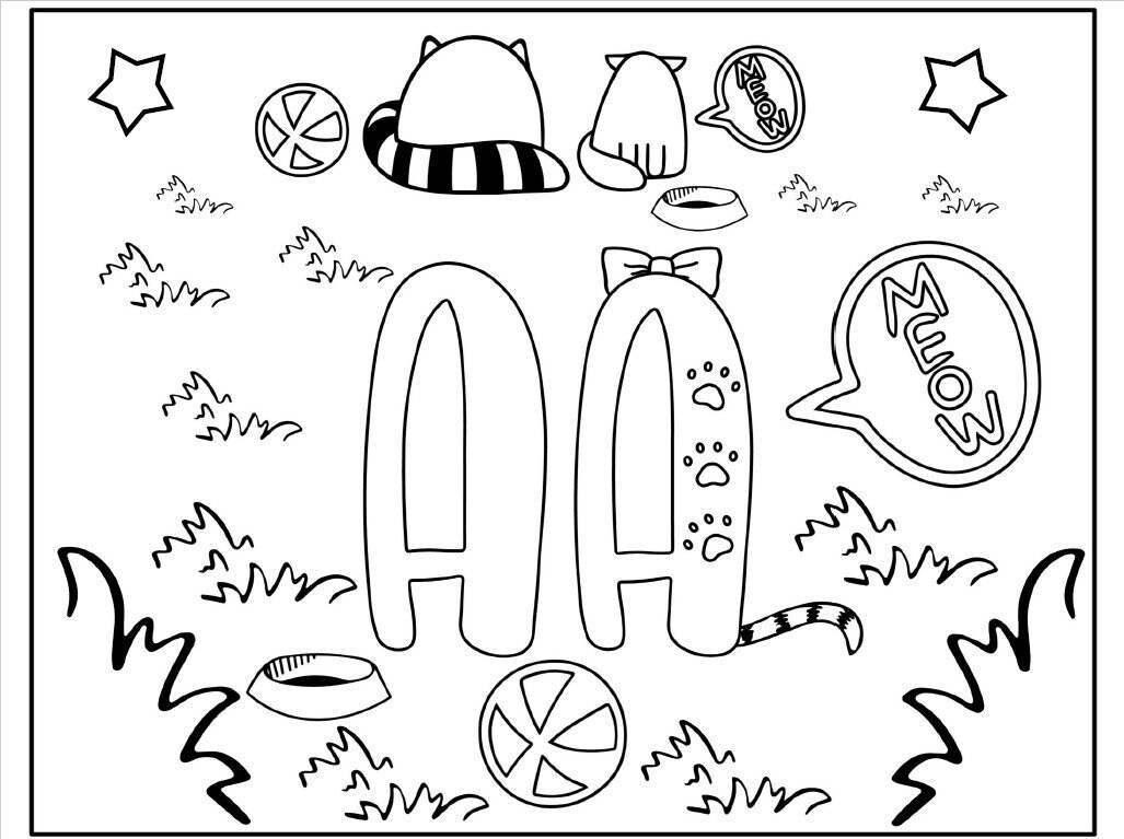 Alphabet Coloring Pages Digital Download, 4 Sets of 26 (104 Total ...