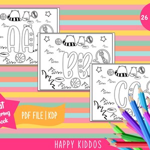 Alphabet Coloring Pages Digital Download, 4 Sets of 26 (104 Total ...