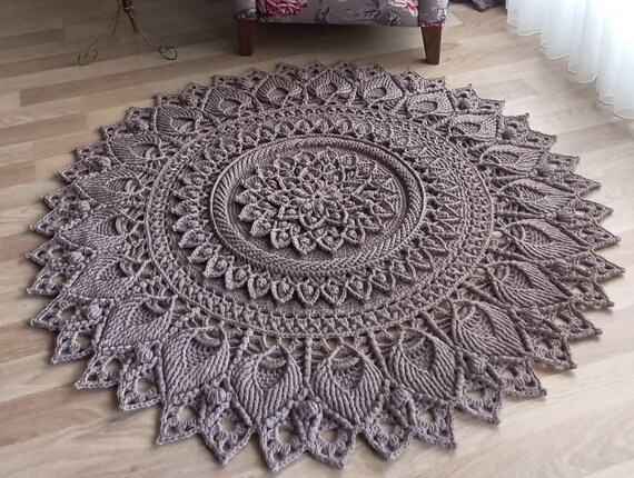 Knitted Rug Round Crocheted Rug Circle Braided Nursery Rug - Etsy