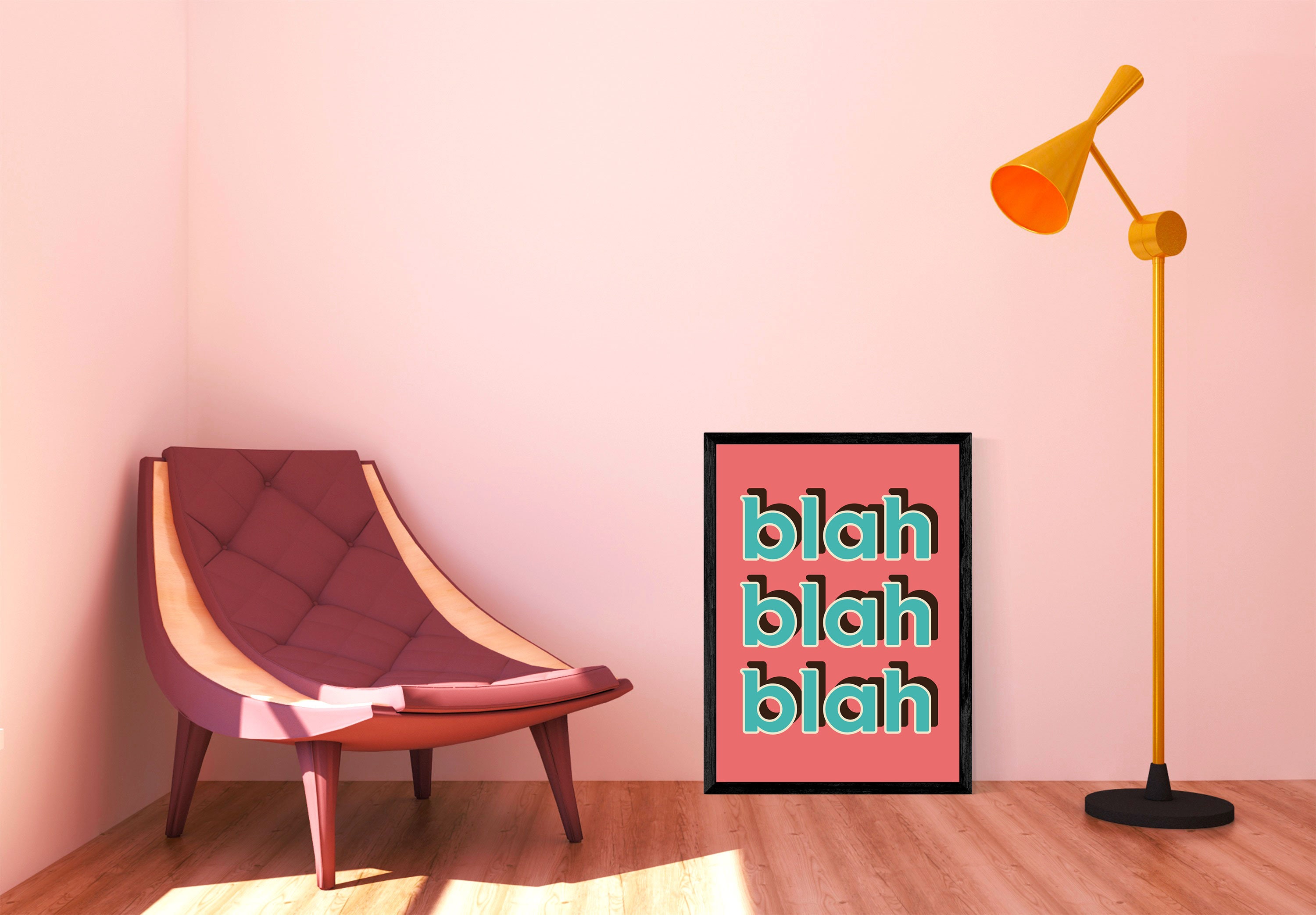 Blah Blah Blah, Pink Cute Love Home Decor, Colourful Print, Wall Art ...